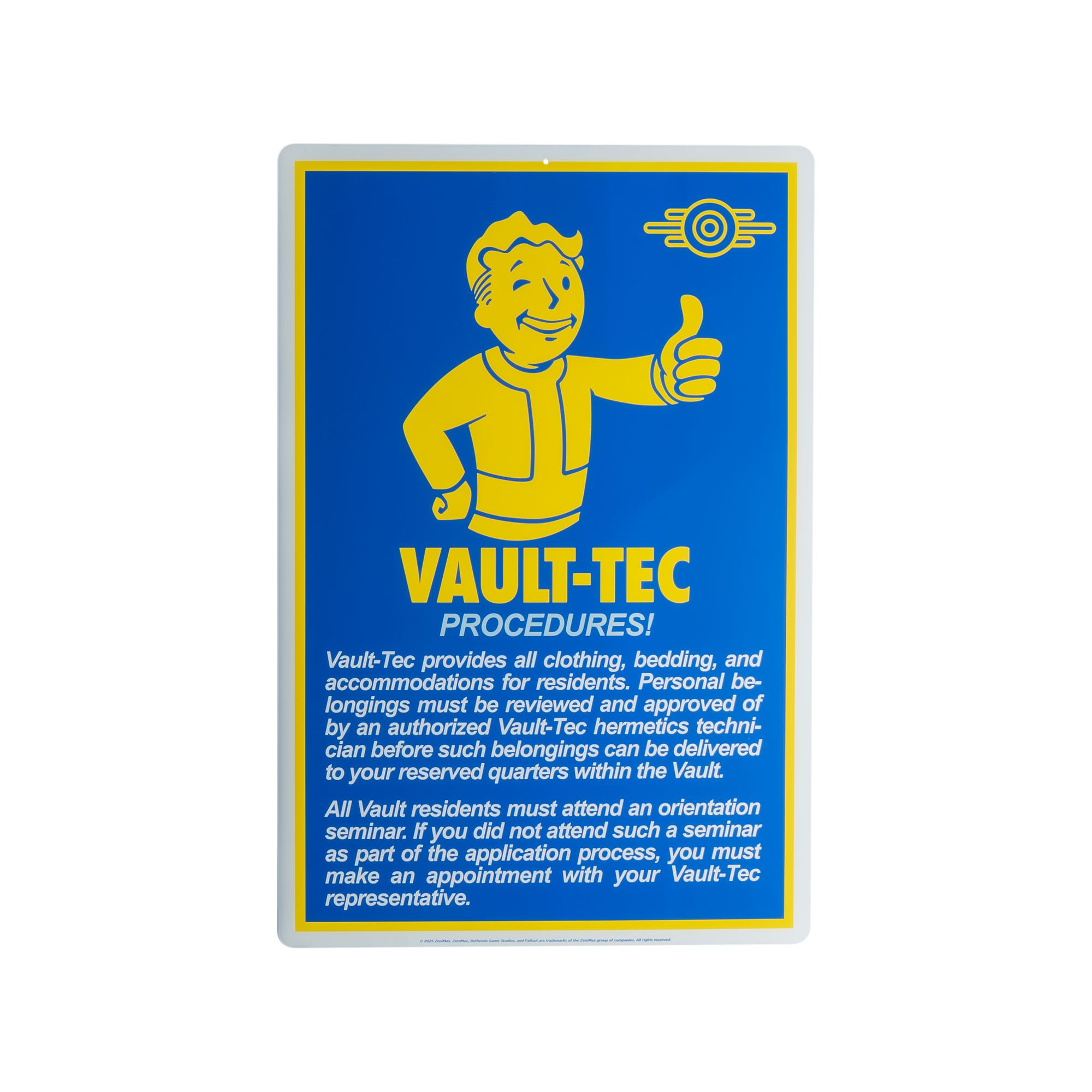 Fallout - Procedures Metal Sign – Trick Or Treat Studios